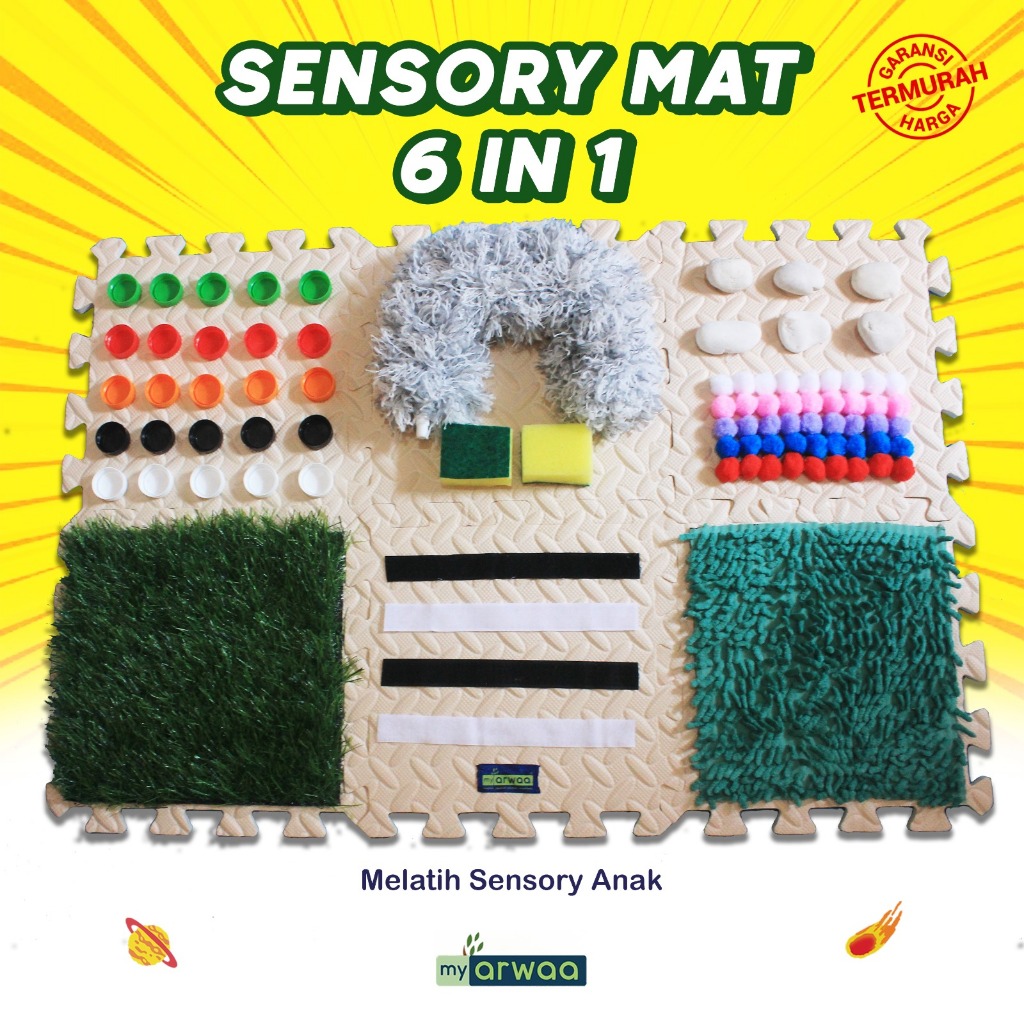 Jual Sensory Mat 6 in 1 untuk bayi 3, 6, 12 bulan (playmat matras ...