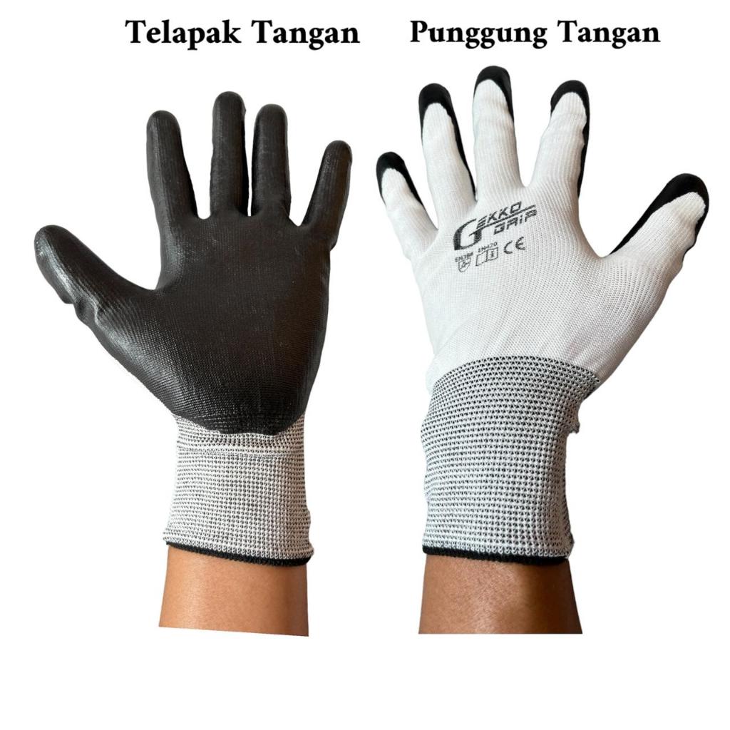 Jual Sarung Tangan Antislip NBR "GEKKO" Hitam Putih-Sarung Tangan ...