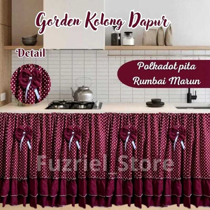Jual Gorden Kolong Dapur Polkadot Pita Rumbai | Shopee Indonesia