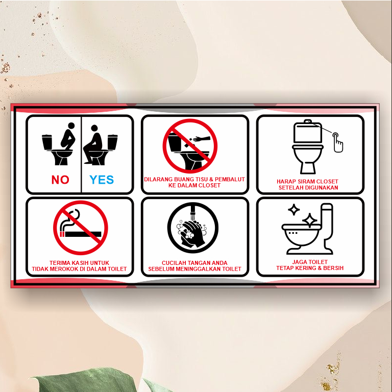 Jual Stiker himbauan di dalam toilet duduk custom | Shopee Indonesia