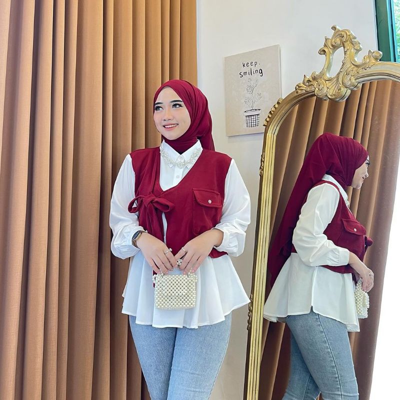 Jual TANIA BLOUSE MERAH PUTIH | Shopee Indonesia