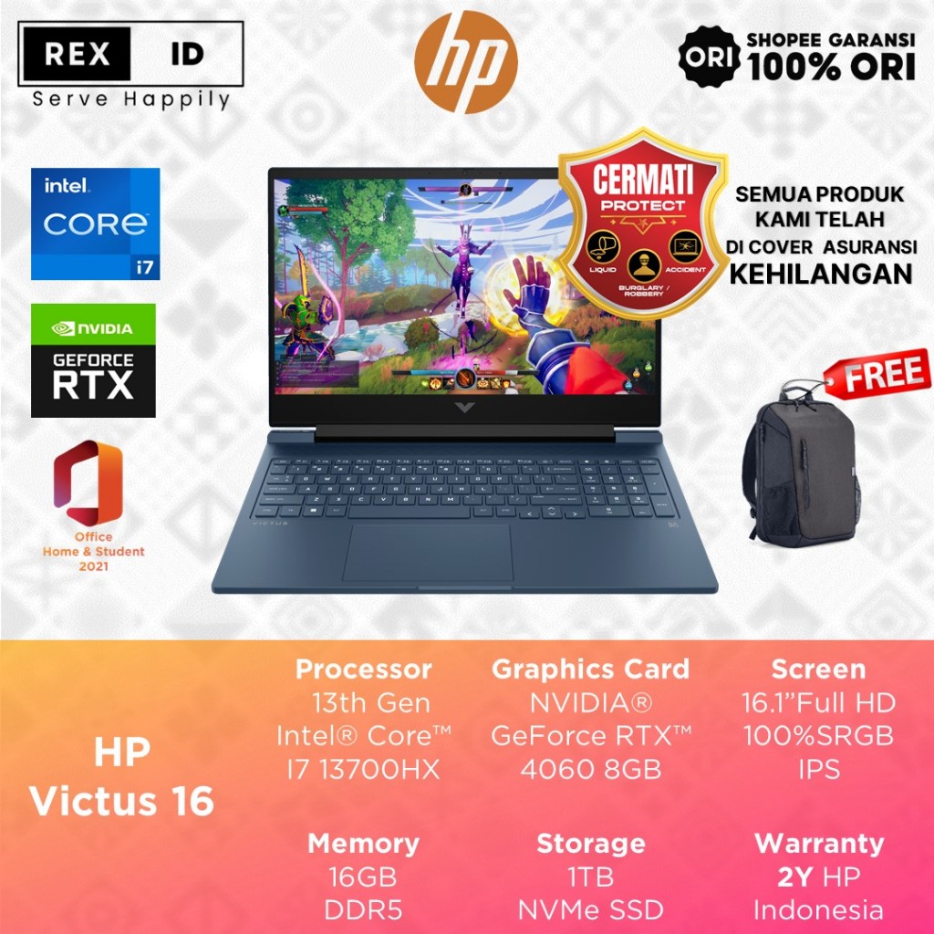 Jual Laptop HP RTX4060 8GB i7 13700HX 32GB 2TB 16.1" Full HD 144Hz RGB ...