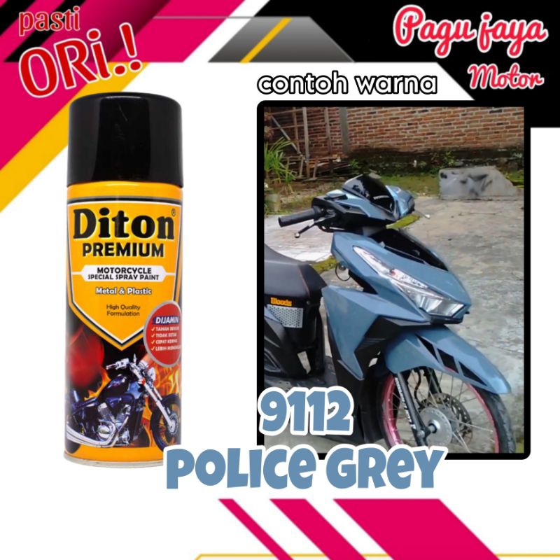Jual DITON PREMIUM 9112 POLICE GREY 400ML CAT SEMPROT SPRAY PAINT PILOX ...