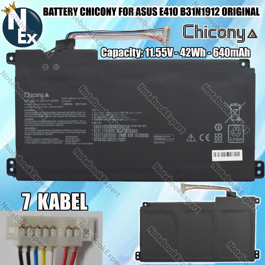 Jual Baterai CHICONY FOR Asus VivoBook 14 E410 E140M E410MA E410KA B31N1912 C31N1912 ORIGINAL ...