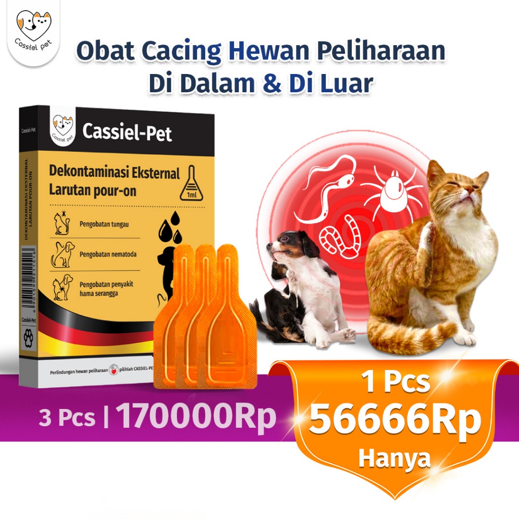 Jual Cassiel Pet Obat Hewan Pengobatan Dan Anti-Nyamuk Dan Kutu Repelan Spot Anti-Kutu Anti ...
