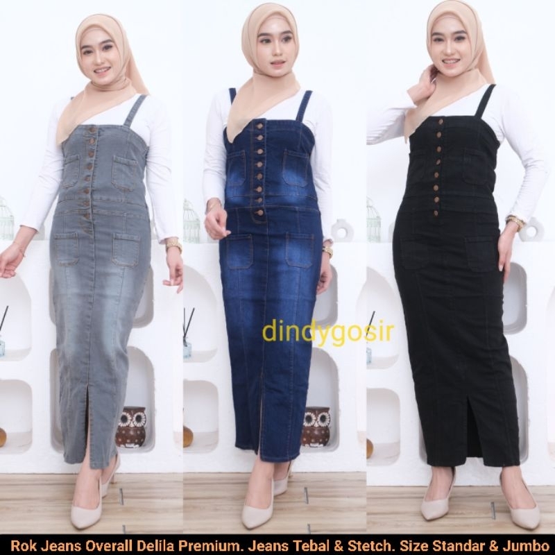 Jual Overall Rok Jeans Delila Premium Mozza Tebal Dan Stretch | Shopee ...