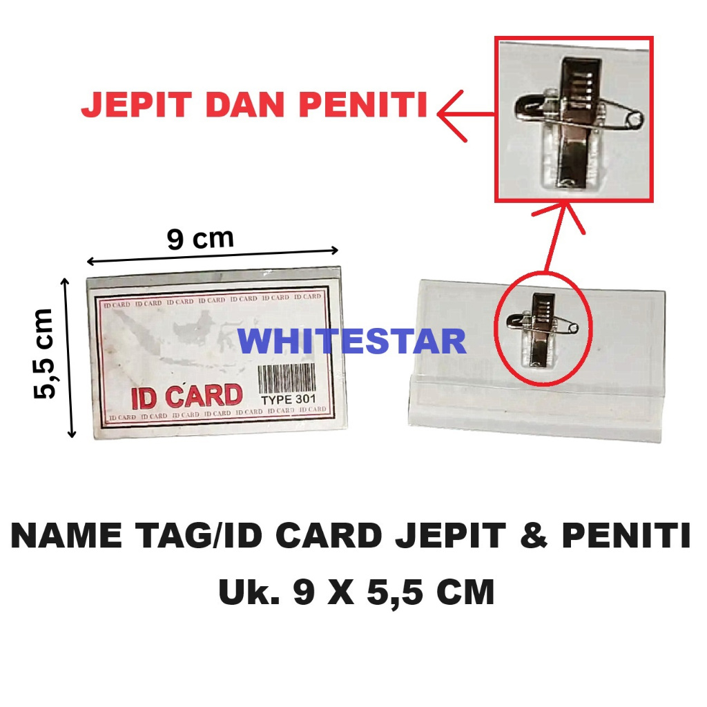 Jual id card / name tag jepit dan peniti ( 9 x 5,5 cm ) | Shopee Indonesia
