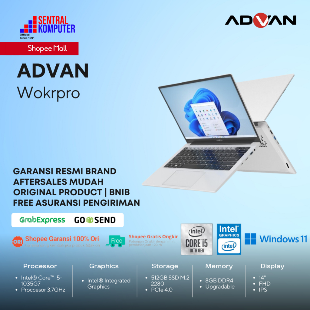 Jual ADVAN Laptop Work Pro i5-1035G7 8GB 512GB SSD 14" IPS W11 Workpro | Shopee Indonesia