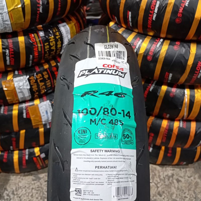 Jual Ban CORSA PLATINUM R46 100/80-14 Tubeless Soft Compound Racing ...