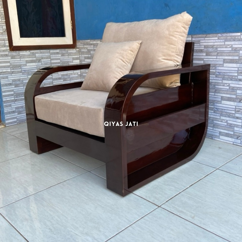 Jual Sofa single sofa ruang tamu sofa teras 1 seater kayu jati ...