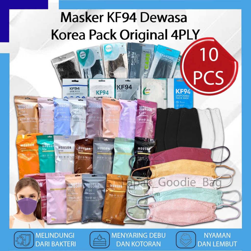 Jual Masker KF94 Isi 50PCS 4PLY MOUSON QUEENMASK ORIGINAL Warna Warni Hitam Putih Abu Premium ...