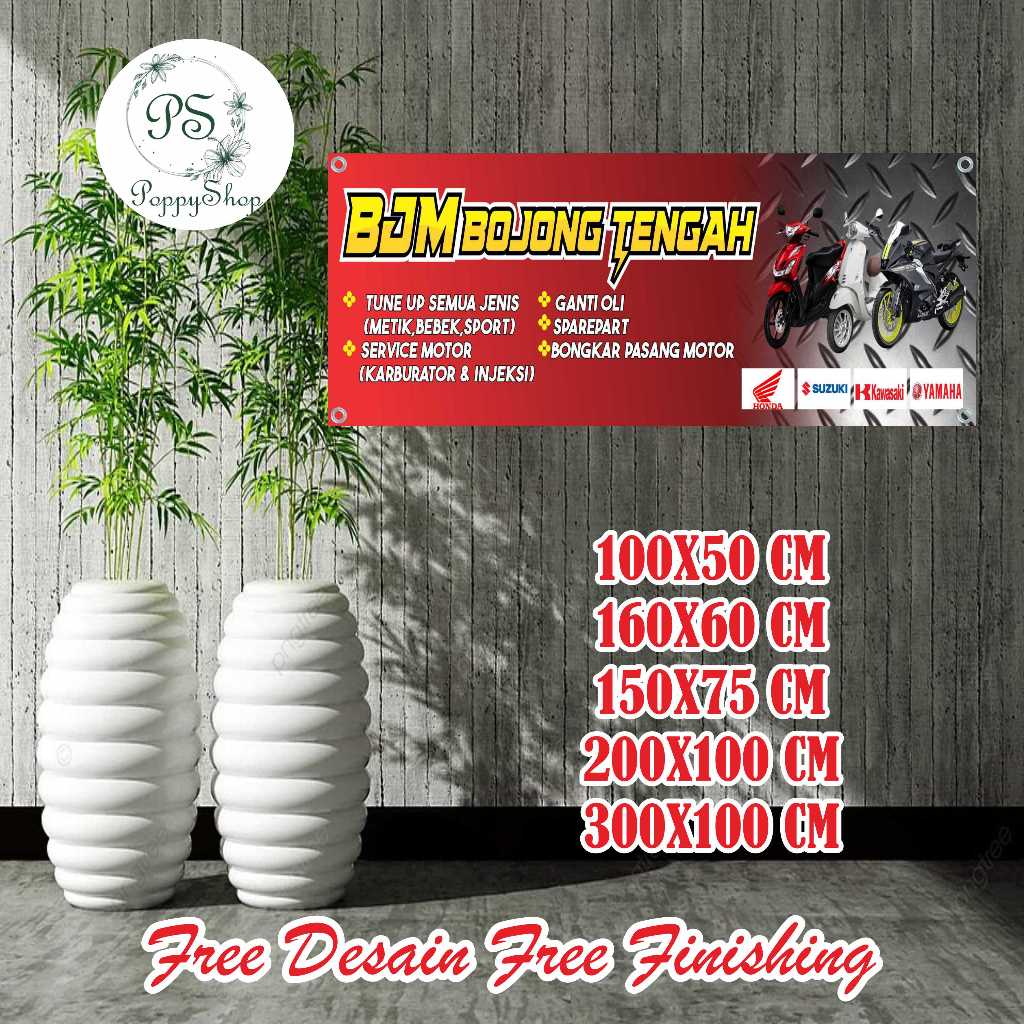 Jual Spanduk Banner 160X60 Bengkel Merah Hitam Custom Desain | Shopee ...