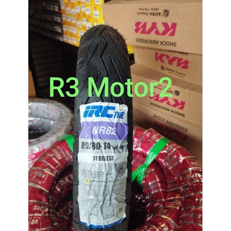 Jual BAN TUBELESS IRC 80/80-14 NR82 TL untuk matic depan Mio s 125, X-Ride, soul GT 125, Fino fi ...