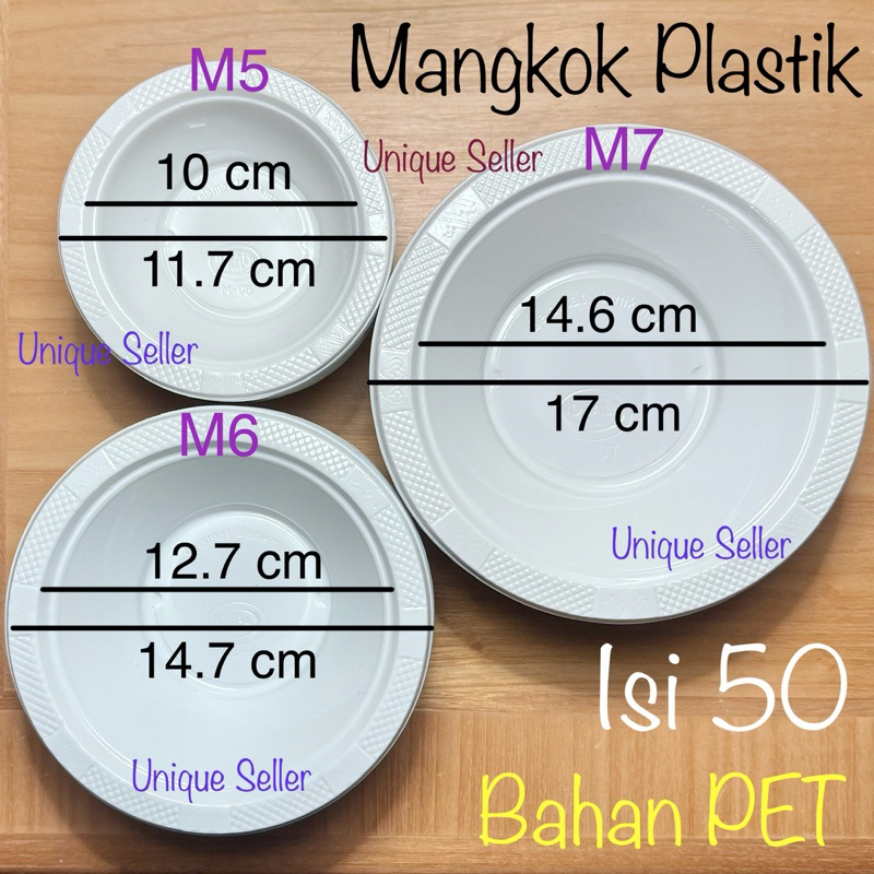 Jual [Isi50] Mangkok Plastik M5 M6 M7 Uk 5 6 7 PET / Mangkok Mangkuk ...