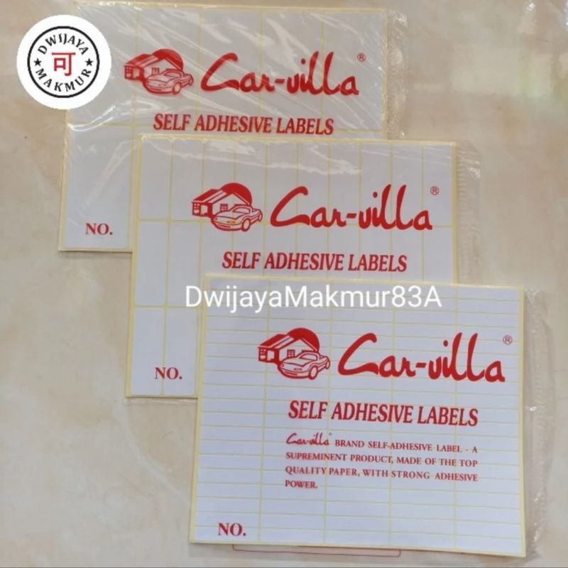 Jual Sticker Labels / Self Adhesive Labels Car-Villa (7 lembar ...