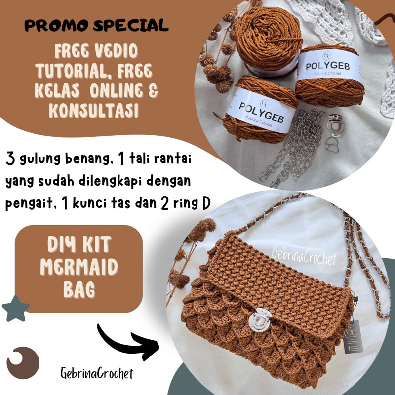 Jual DIY Crochet Mermaid Bag Kit untuk Pemula // Buat Sendiri Tas Rajut ...