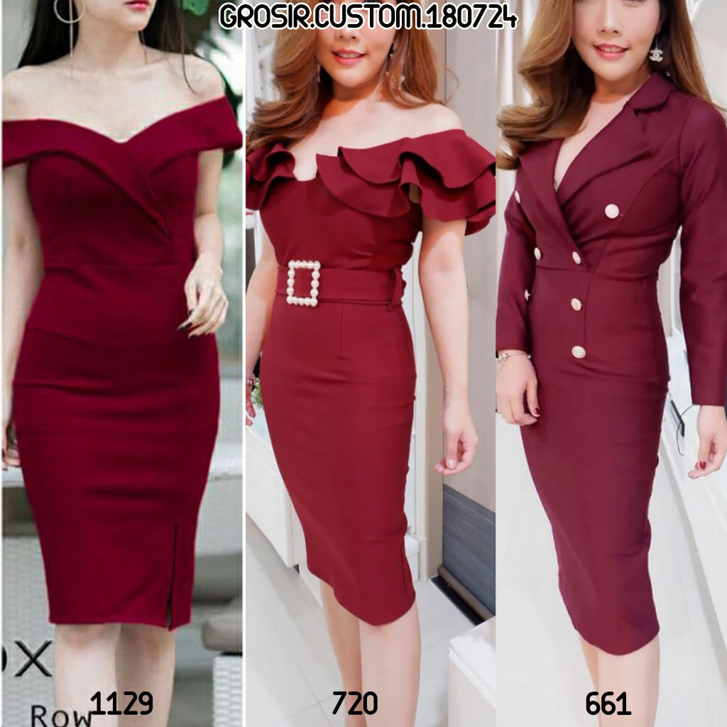 Jual [GROSIR] CUSTOM 180724 Dress Code Merah Marun Party Baju Nyanyi ...