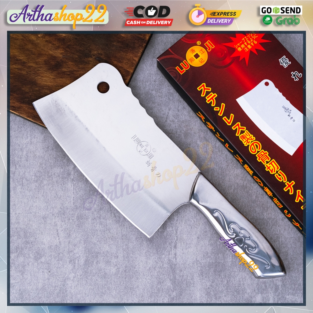 Jual Golok Daging Tebal 3mm Gagang Stainless Steel / B018 / Golok ...