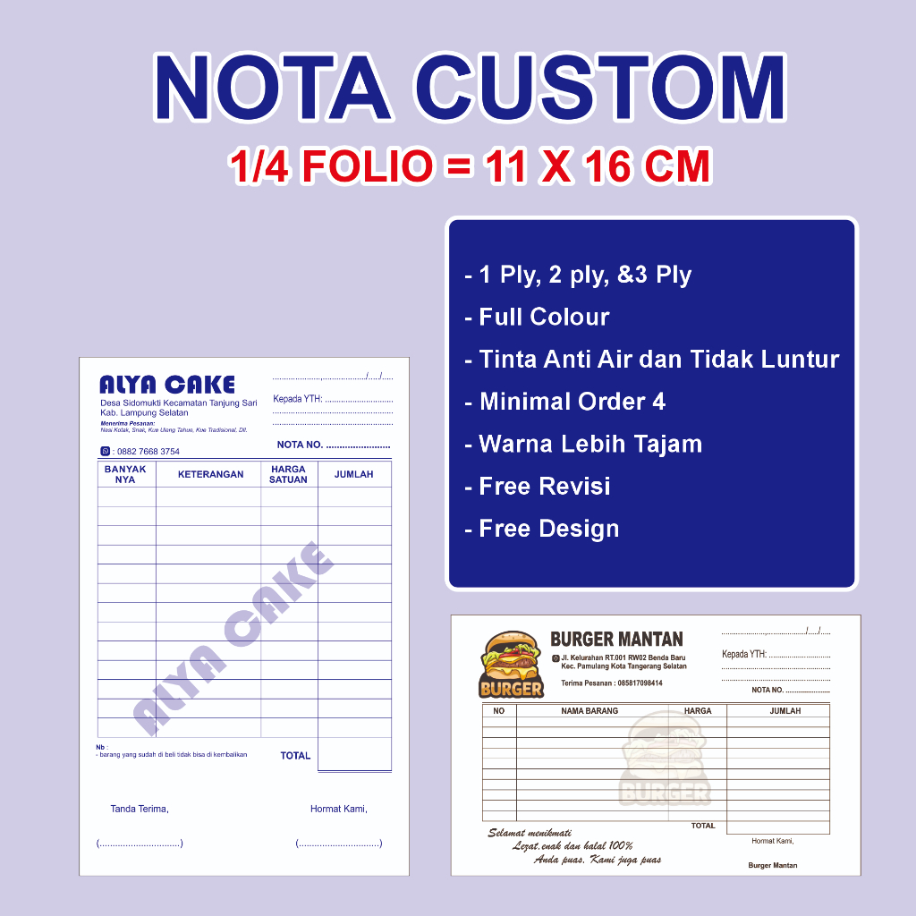Jual Cetak Nota Custom Folio Ukuran 1/4 Free Desain | Shopee Indonesia