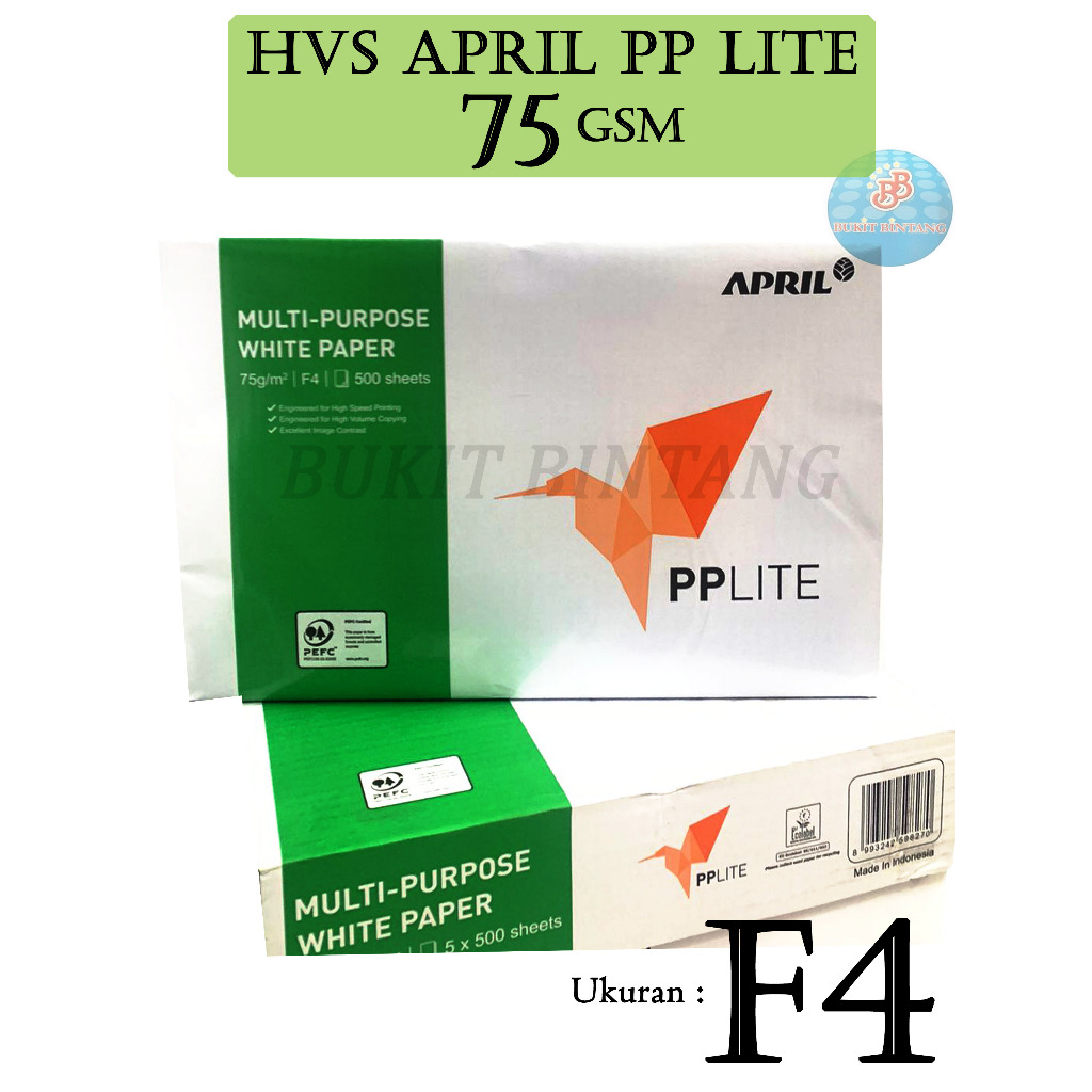 Jual Kertas HVS April PP LITE 75 Gsm Ukuran F4 , 1 RIM / 500 Lembar ...