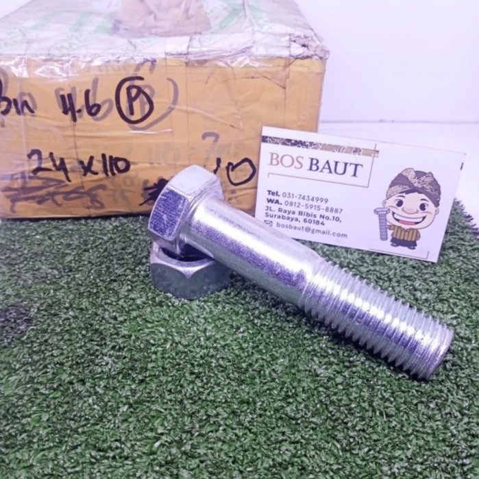 Jual Baut Mur Besi Hexagon M24X110 Putih P3.0 (Kunci 36) | Shopee Indonesia