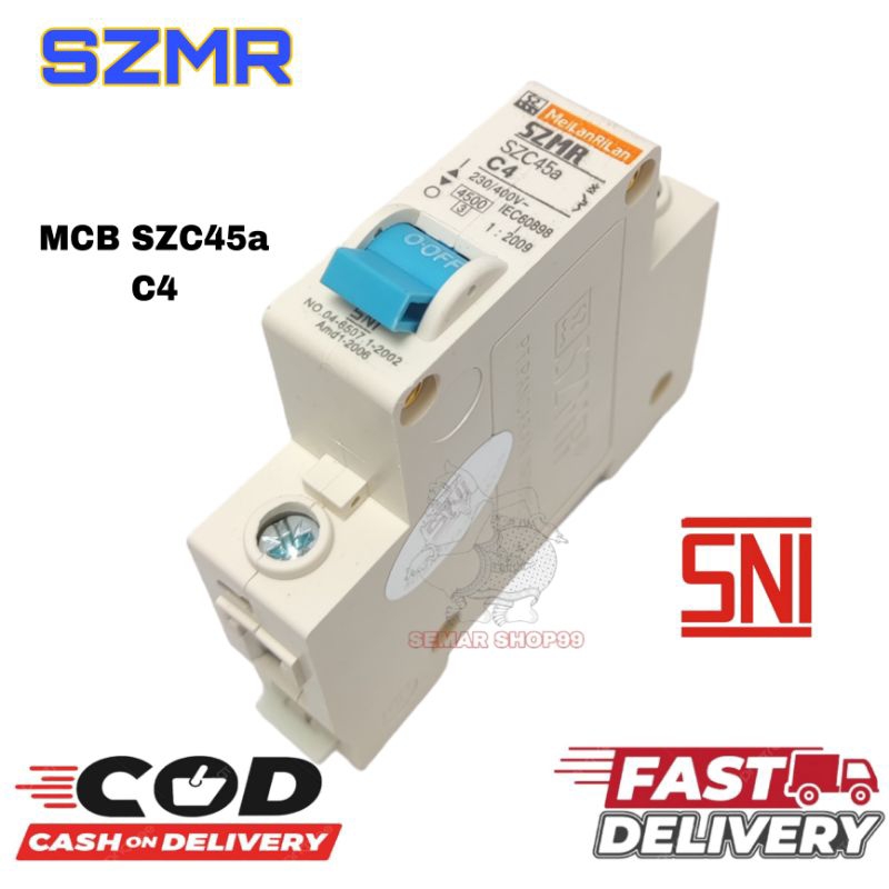 Jual MCB SZMR 1 PHASE 4A 4 AMPERE/ALAT PEMUTUS ARUS LISTRIK RUMAH SZMR ...
