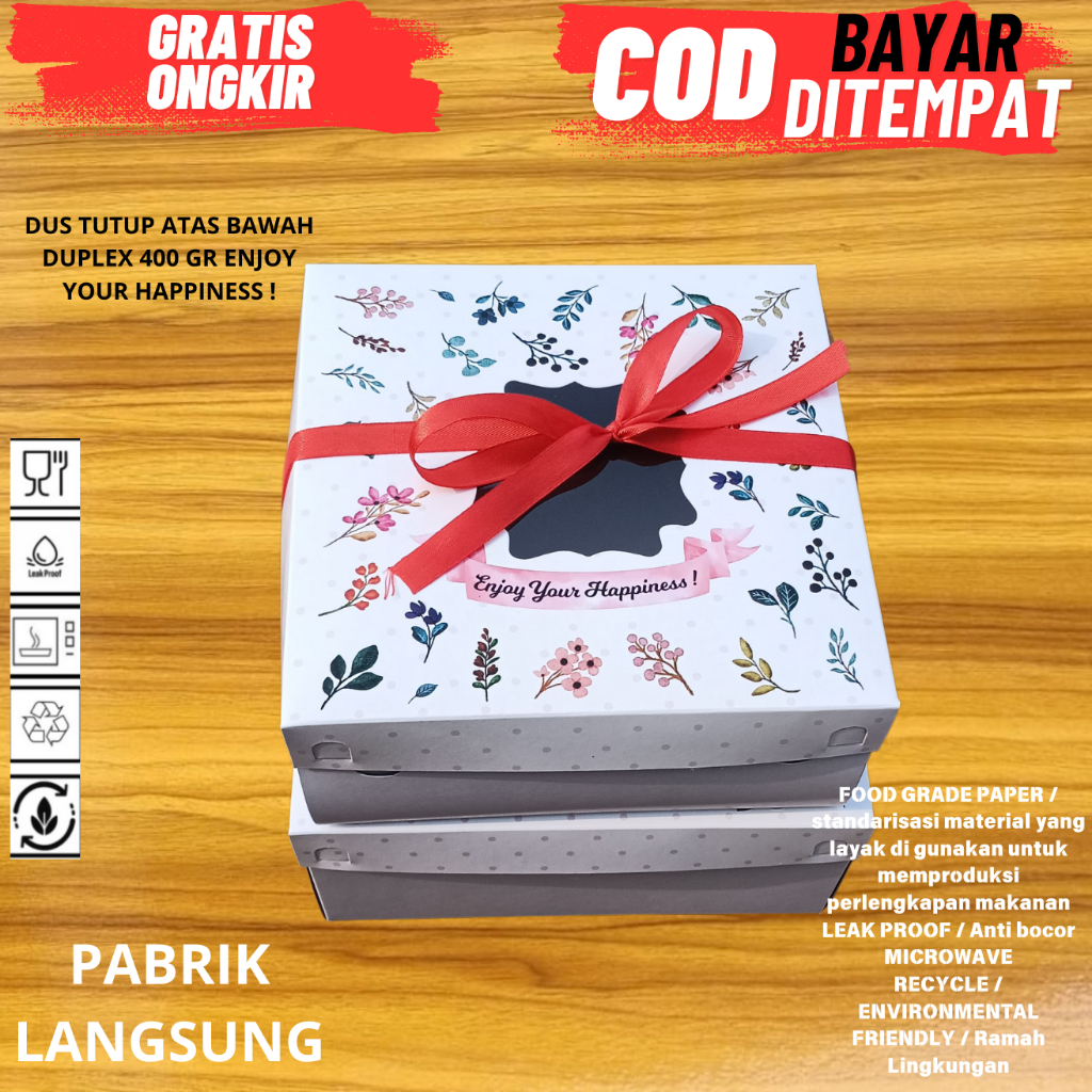 Jual LAWRENCE Box Dus Kotak Kue 25 X 25 X 10 CM / 22 X 22 X 10 CM / Dus ...