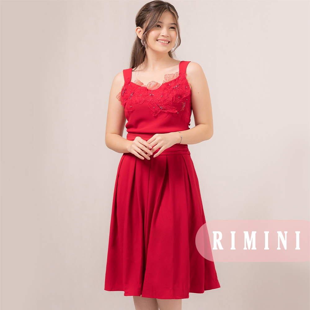 Jual RIMINI- Dress Wanita Gaun Pesta Broklat Yukensi Flower Plisket Midi XS-XL - Auberta Dress ...