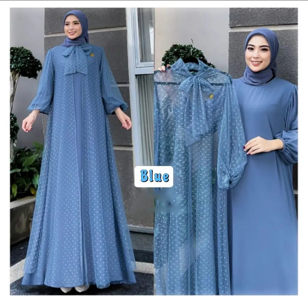 Jual Gamis Pesta Mewah Elegan Gamis Tille Denim ayana Set outer ...