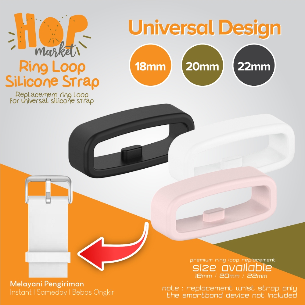 Jual Rubber Ring Loop Strap Size 18 20 22 MM Pengait Karet Strap Jam ...