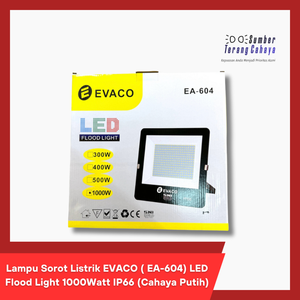 Jual Lampu Sorot Listrik EVACO ( EA-604) LED Flood Light 1000 Watt ...