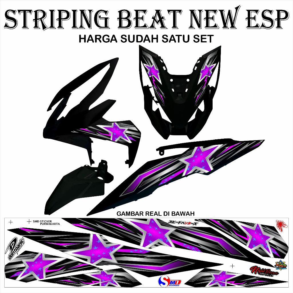 Jual STRIPING VARIASI STICKER HONDA BEAT NEW ESP MOTIF BINTANG KEREN ...