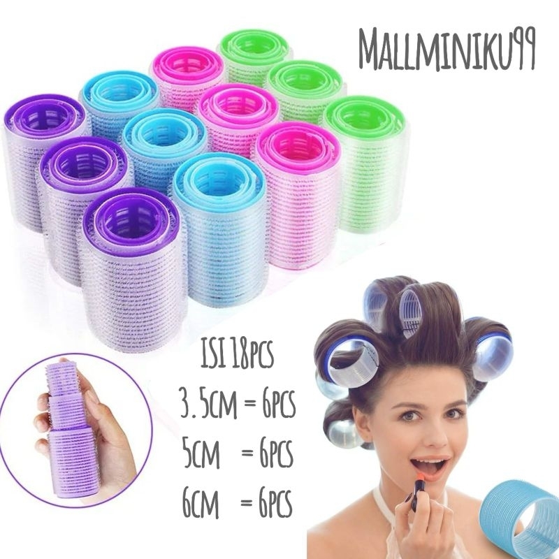 Jual 18PCS!! ROLL RAMBUT TEMPEL / HAIR CURLER / ROLL RAMBUT BESAR JUMBO ...