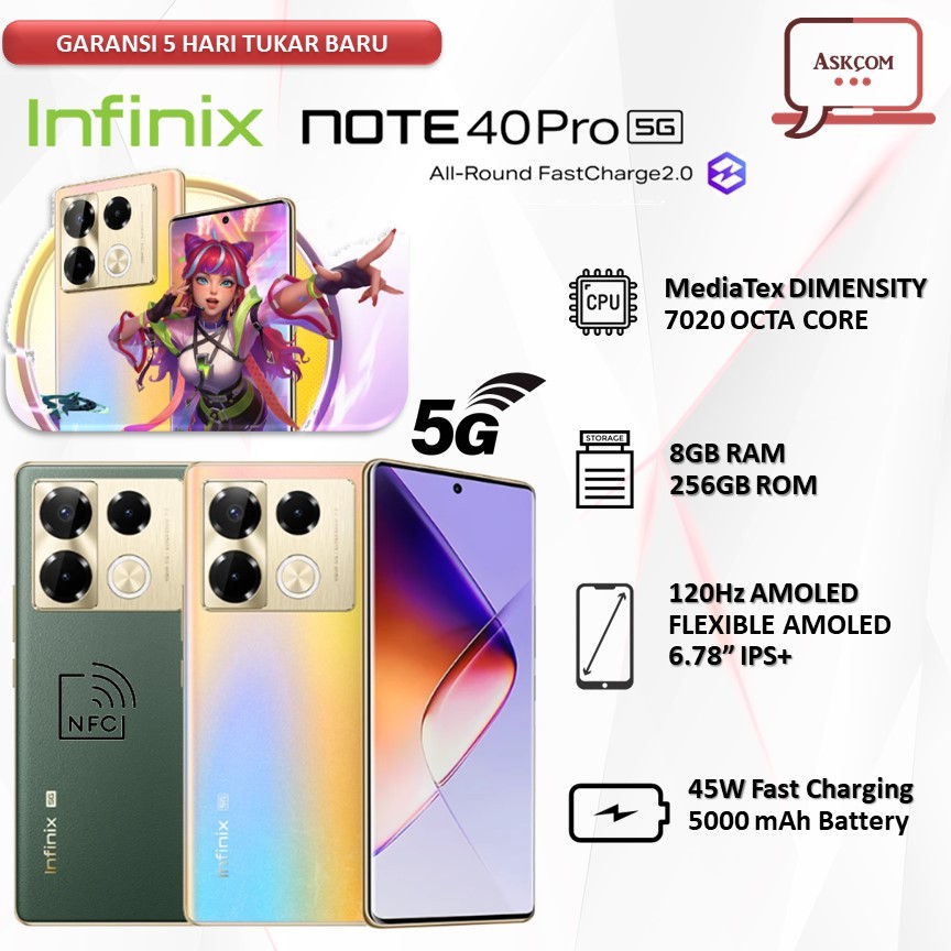 Jual INFINIX NOTE 40 PRO 5G 8+8GB/256GB 6.7"inches CURVED AMOLED RACING EDITION - GARANSI RESMI ...