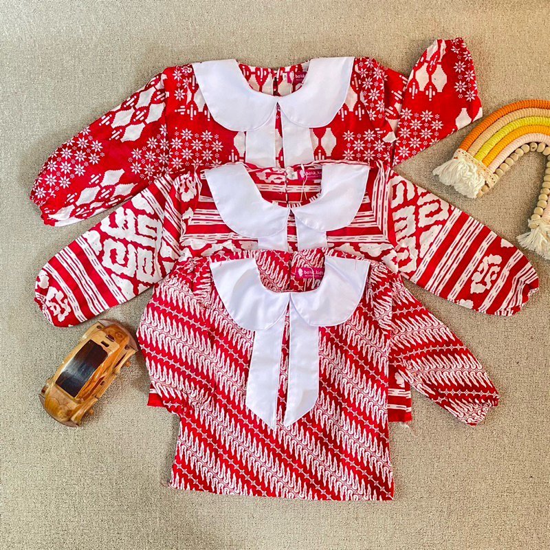 Jual NEW BATIK KIDS BLUS BATIK ANAK MERAH BUNNY LENGAN PANJANG MUSLIM ...