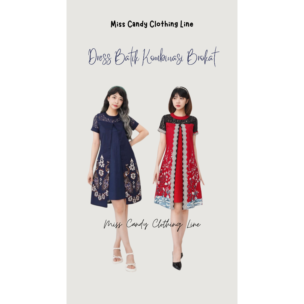 Jual Dress Batik Modern Model Rompi Kombinasi Brokat Lengan Pendek 026 ...