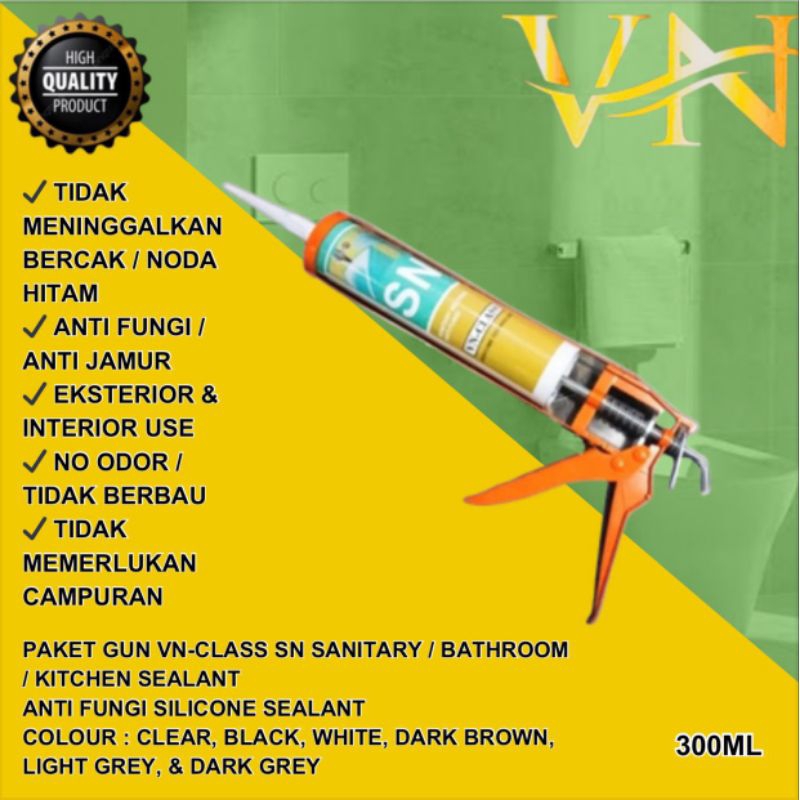 Jual Paket Gun+Lem Silikon Anti Jamur Fungi VN CLASS SN Sanitary ...