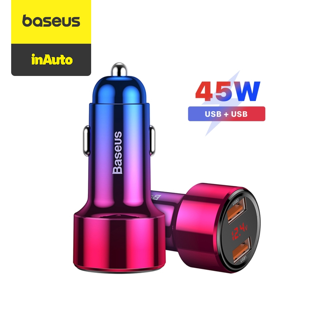 Jual Baseus Car Charger Mobil Quick Charge Dual USB Type C 45W | Shopee ...
