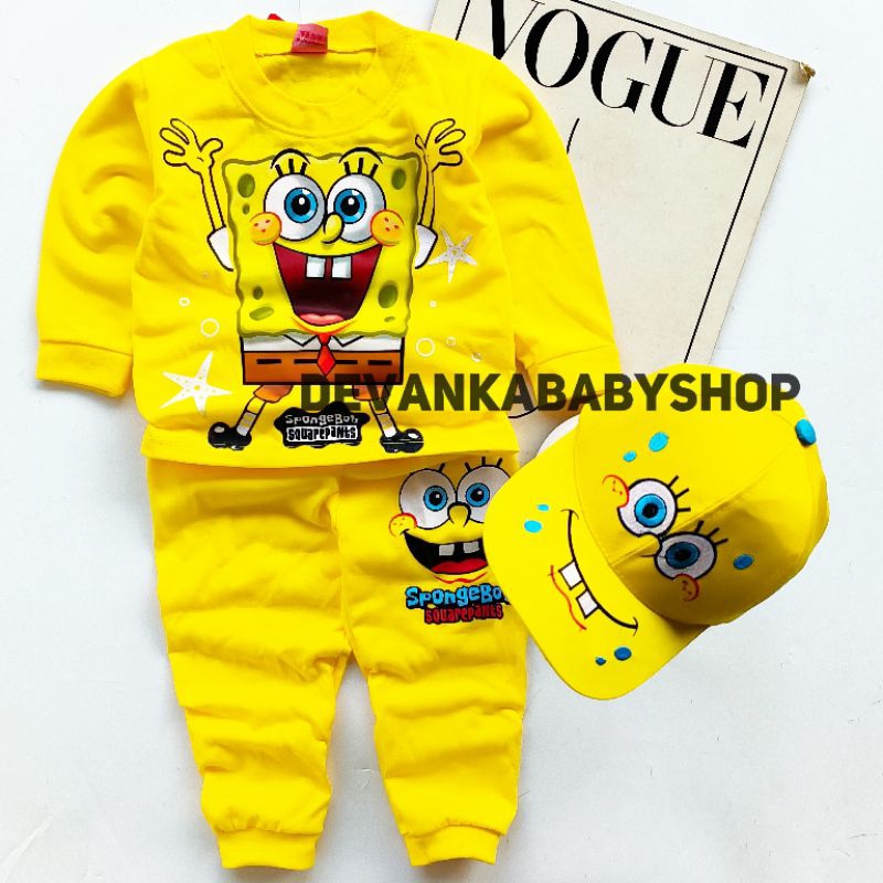 Jual BAJU SPONGEBOB ANAK LENGAN PANJANG SETELAN ANAK SPONGE BOB LUCU ...