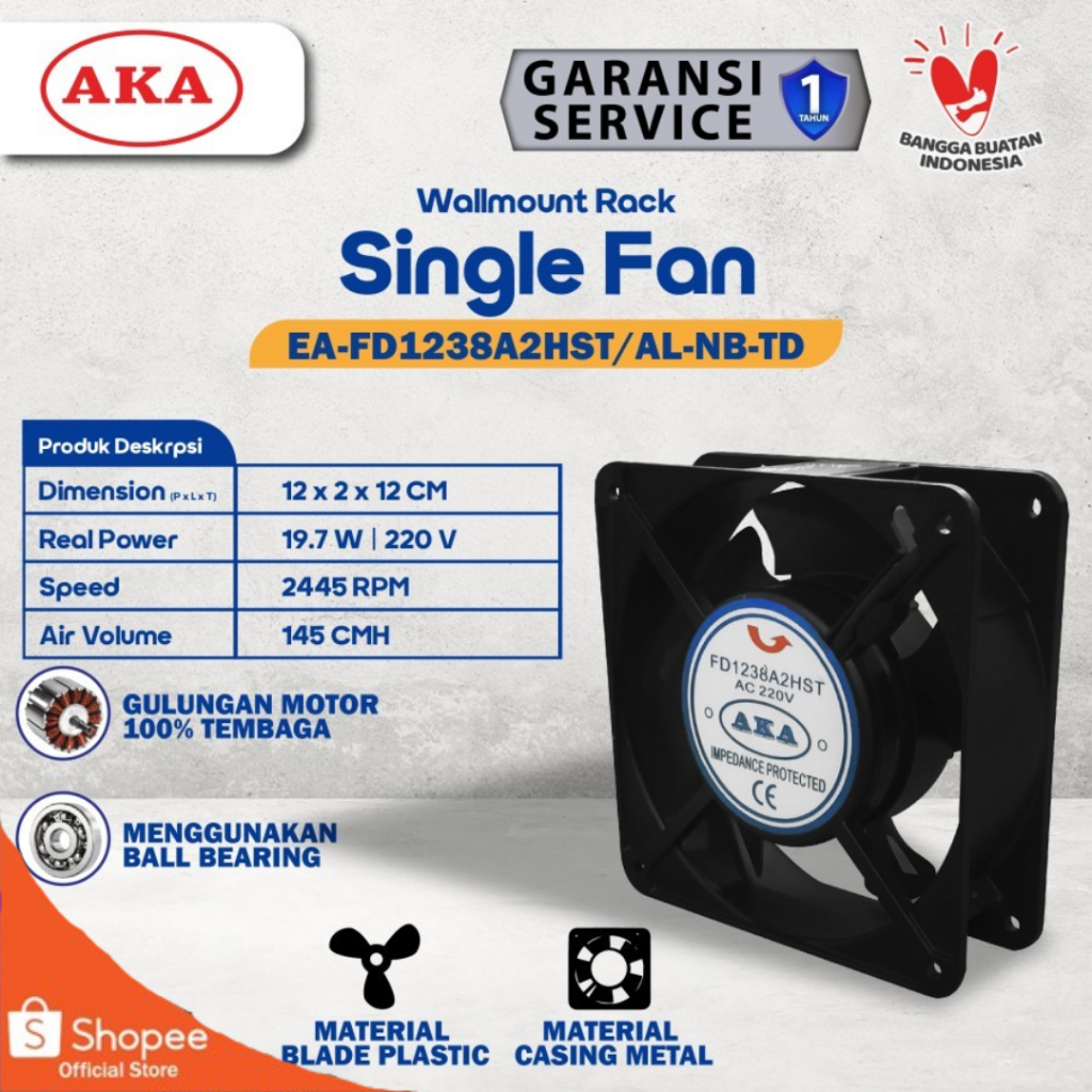 Jual AKA AC Cooling Single Fan Wallmount Rack - Accessories Kipas Rack ...