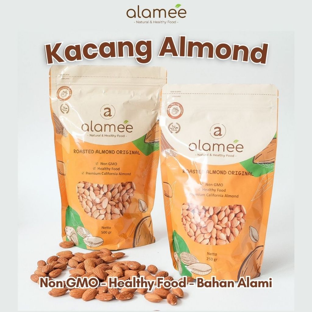 Jual ALAMEE Kacang Almond Panggang Roasted Almon Grade A California ...