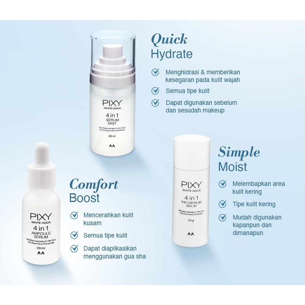 Jual 𝐑𝐀𝐃𝐘𝐒𝐀 - PIXY White Aqua Calming Bright 4 in 1 Series Serum Mist ...