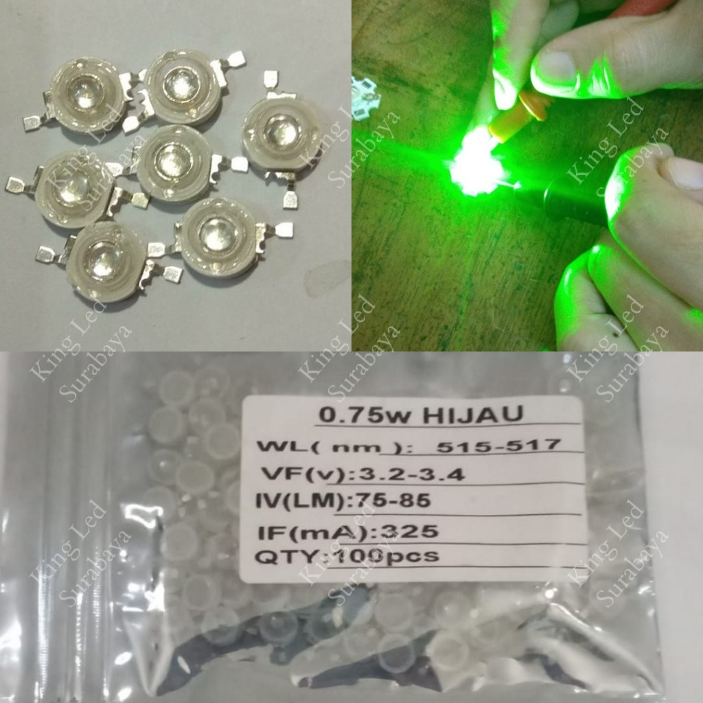 Jual (100PCS) HPL 0.7W Tanpa Pendingin HIJAU High Power LED 0.7 Watt 0 ...