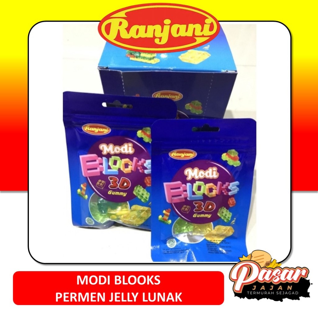 Jual Permen Jelly Jeli Gummy Gami Gumi Modi Blocks Blok Bloks 3D Ranjani (1 box isi 12pcs ...
