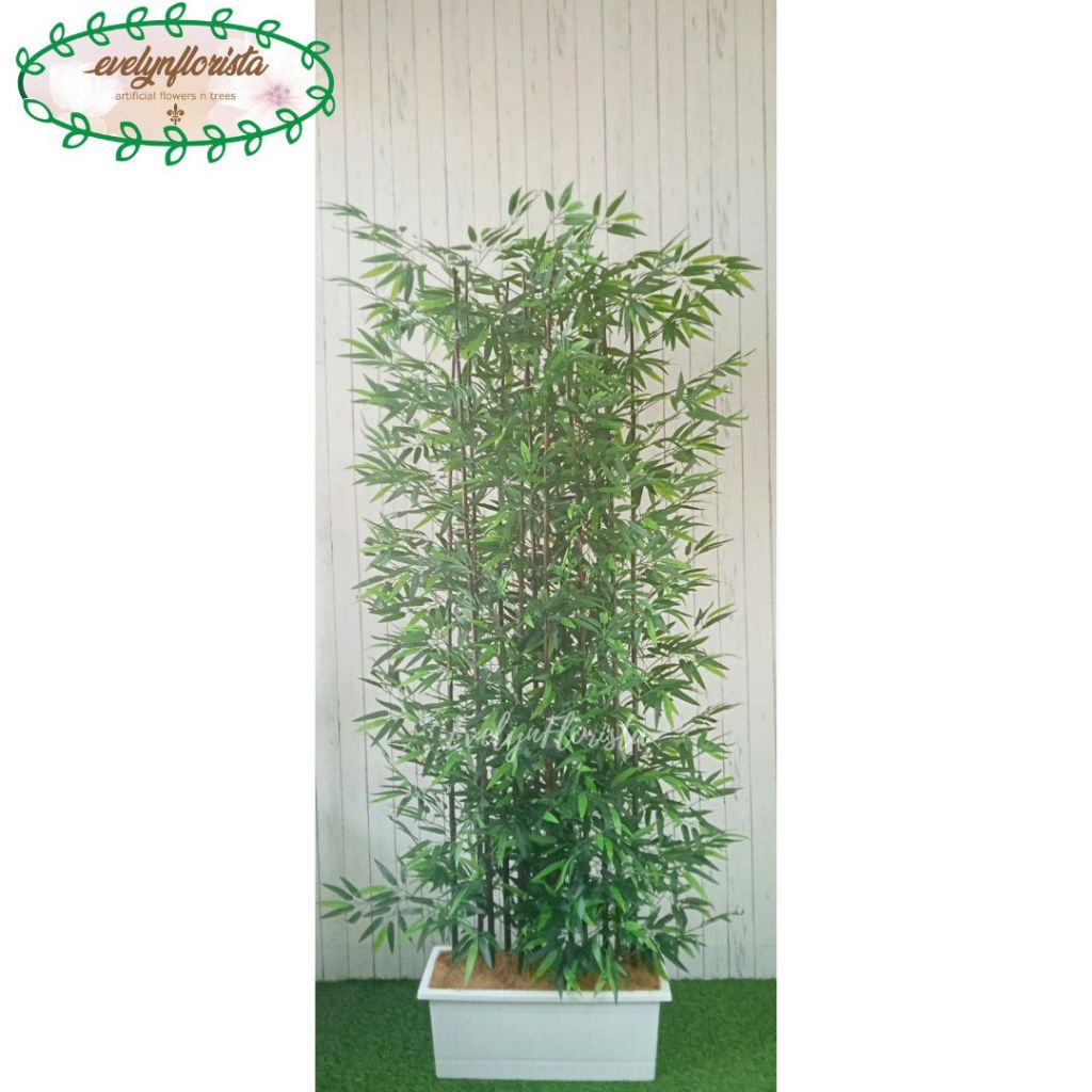 Jual Pohon Daun Bambu Hitam T200 Pot Partisi Artificial Latex Tanaman ...