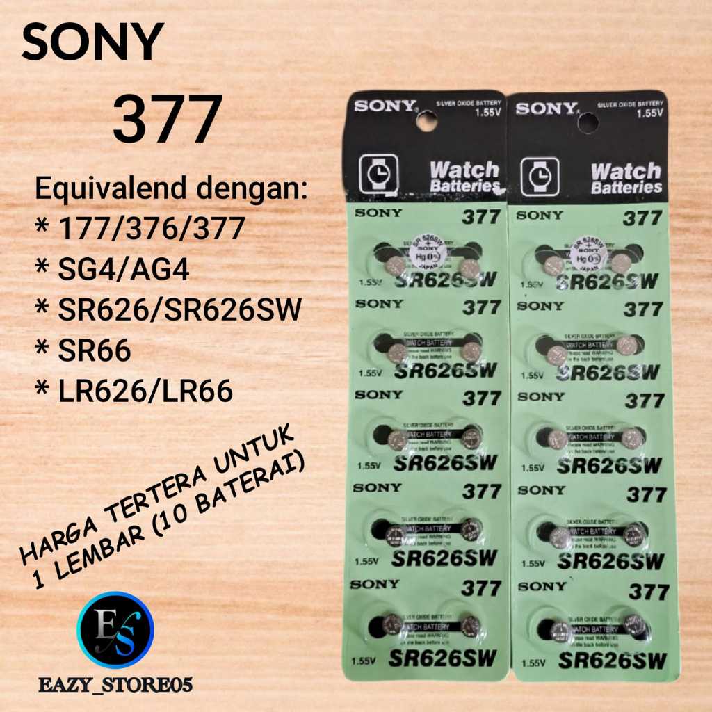Jual Baterai Sony LR626 377 Alkaline Battery 1,55V / Batre Batrai LR ...