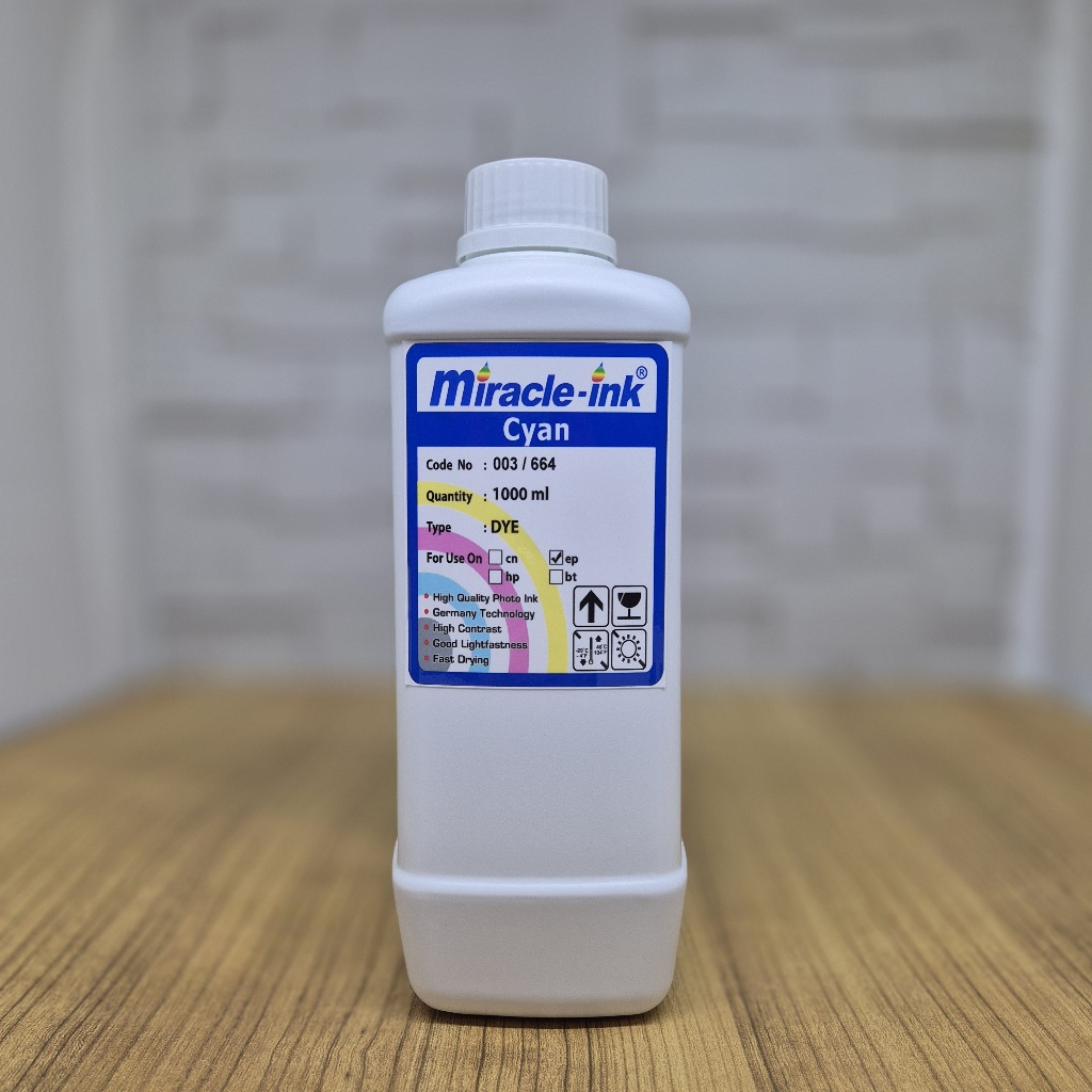 Jual Tinta Printer Miracle Ink Literan 1 Liter Epson L-series 003 Cyan ...
