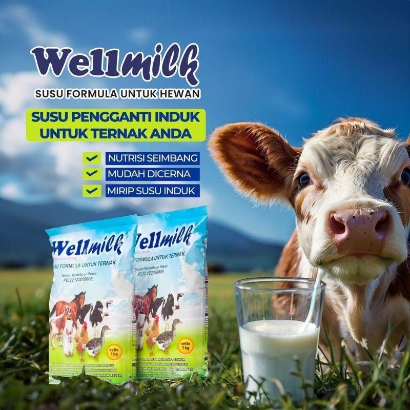 Jual PREMIUM SUSU TERNAK PENGGANTI SUSU INDUKAN WELLMILK 1KG | Shopee ...