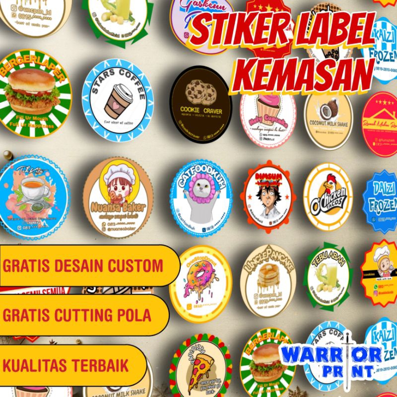 Jual STIKER CUSTOM VINYL GLOSSY WATERPROOF LABEL MAKANAN, HIASAN KULKAS ...