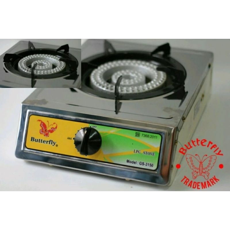 Jual Kompor Gas LPG Stainless 1 Tungku Api Seribu Api Besar Butterfly ...